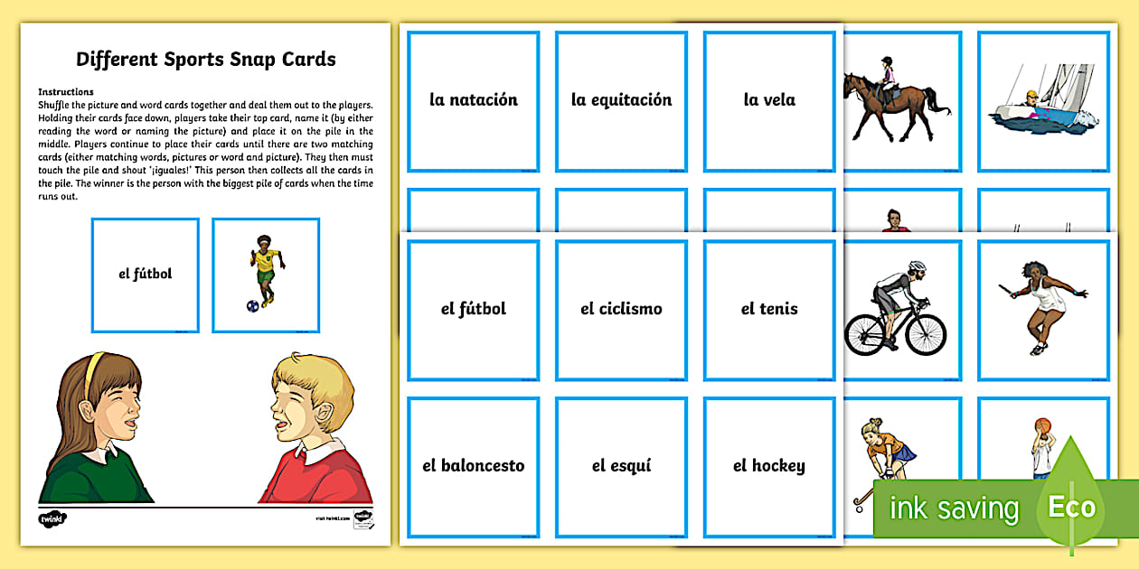 Different Sports in Spanish Snap Card Game - CfE - Twinkl