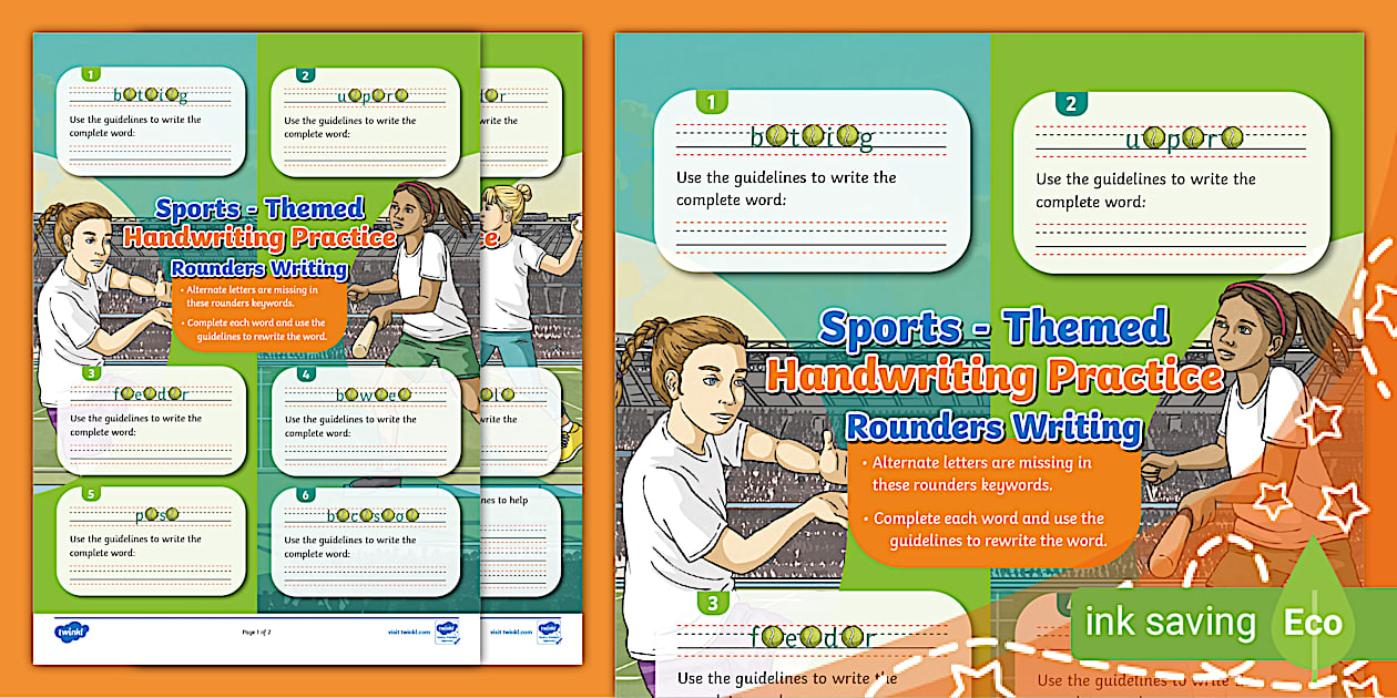 Sports-Themed Handwriting Practice - Rounders Writing