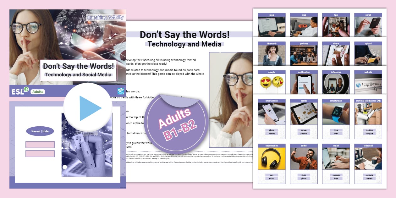 ESL Don't Say the Word! Technology and Media [Adults, B1-B2]