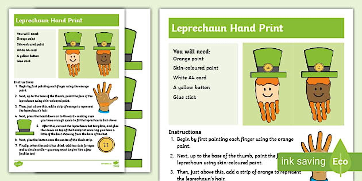 Leprechaun Handprint Activity (teacher made) - Twinkl