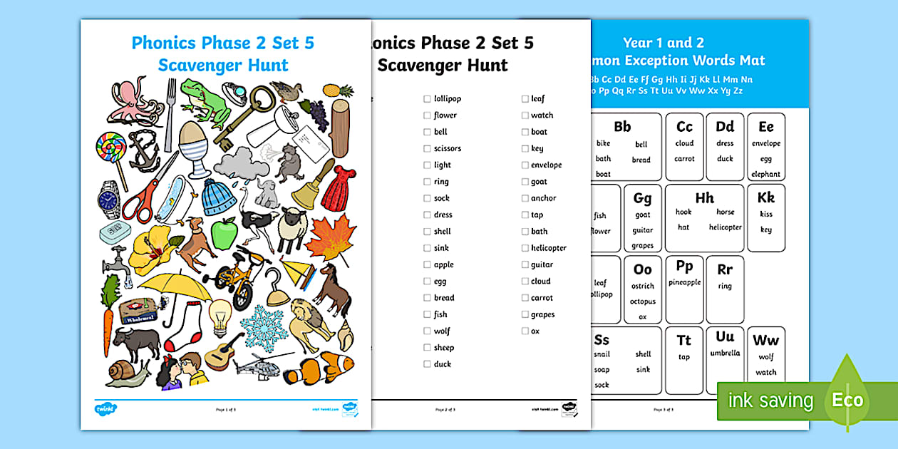 Phonics Set 5 Scavenger Hunt Activity (teacher made)