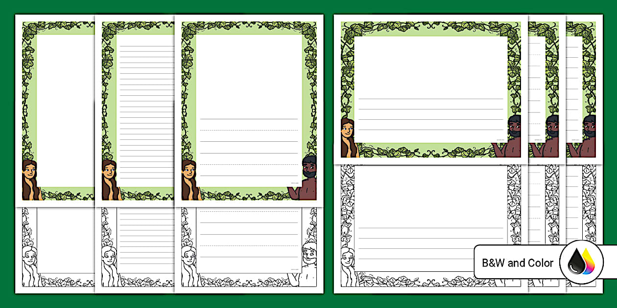 Adam and Eve Creation Story Writing Page Border - Twinkl