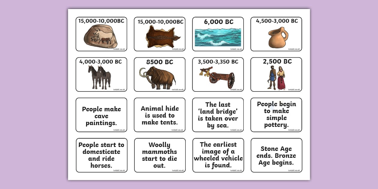 Stone Age Timeline Matching Activity (Teacher-Made) - Twinkl