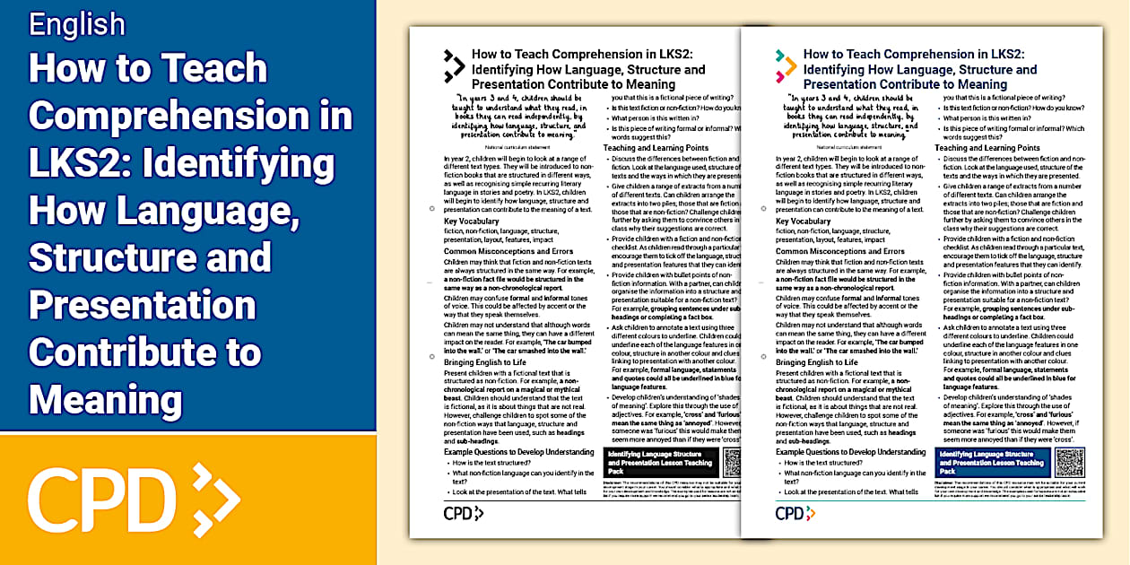 How to Teach Comprehension in LKS2: Identifying How Language, Structure and