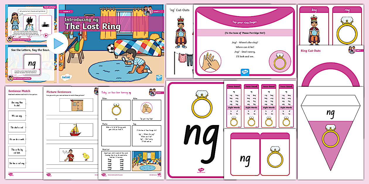 Twinkl Phonics Level 3 Week 3 Lesson 4 Pack: 'ng' diagraph