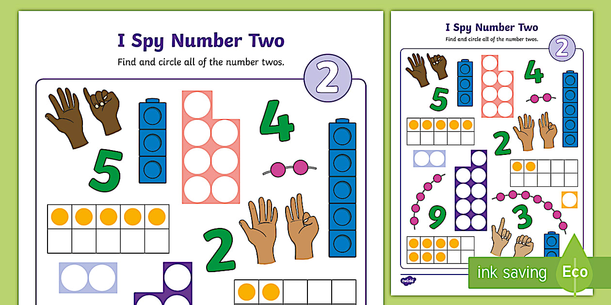 I Spy Number 2 Worksheet (teacher made) - Twinkl