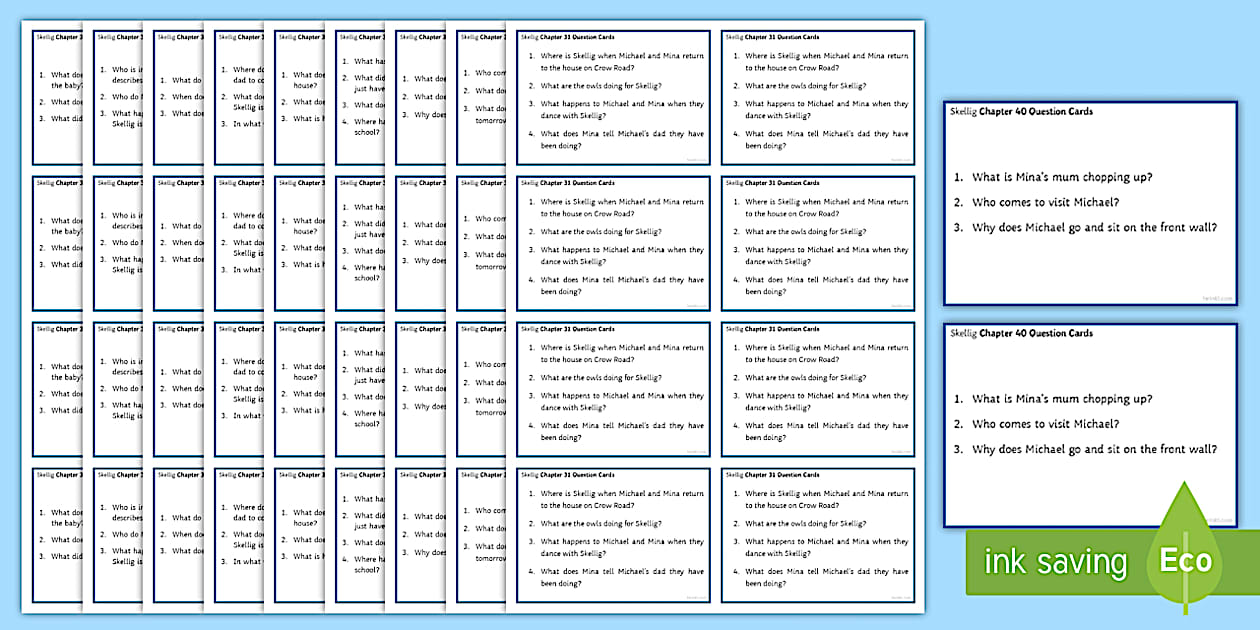 Skellig Chapters 31 - 40 Question Cards (teacher made)