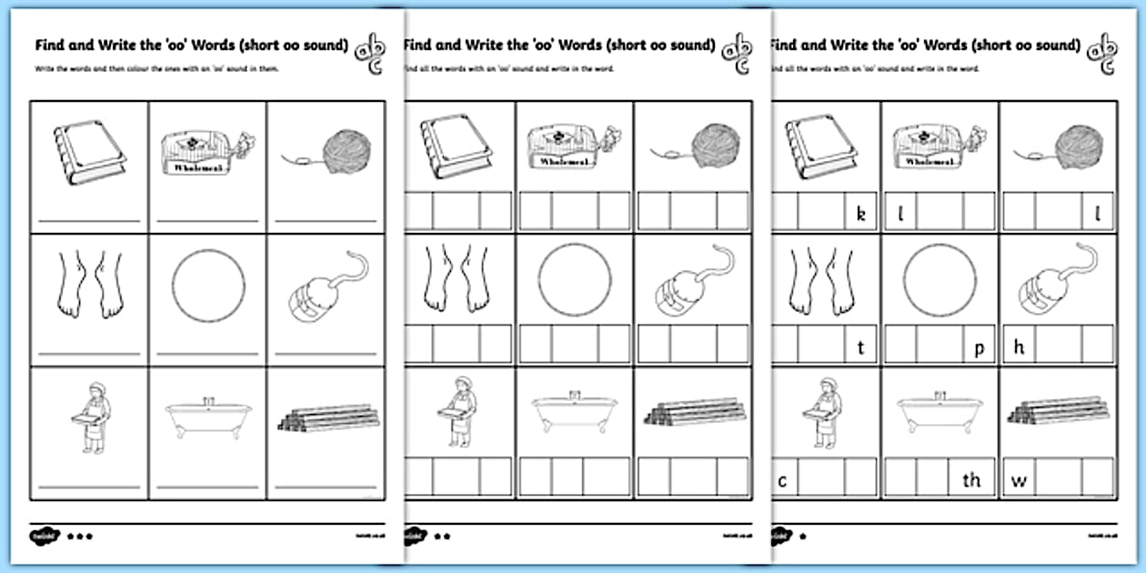 Editable Find and Write the Short oo Sound Words Differentiated ...