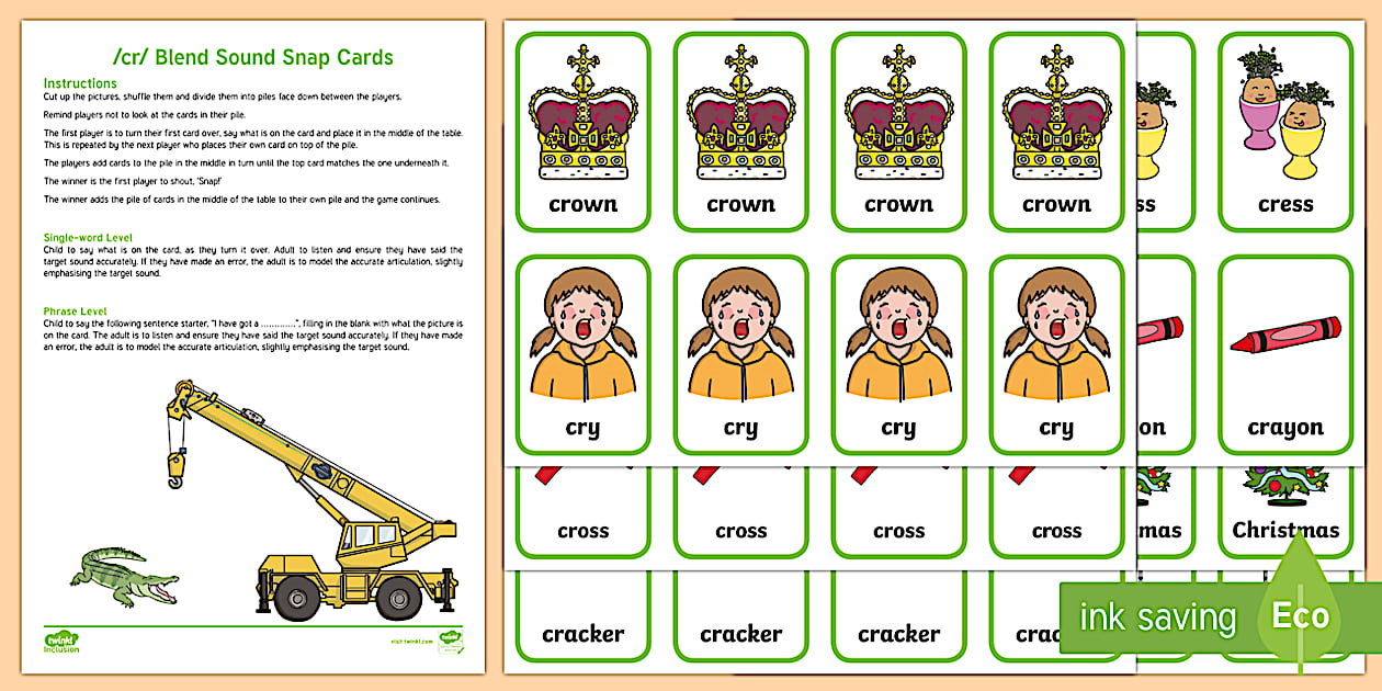 /cr/ Blend Snap Cards Worksheet (teacher made) - Twinkl