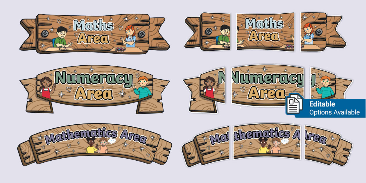 Numeracy Area Display Banner - Natural Wood Theme - Twinkl