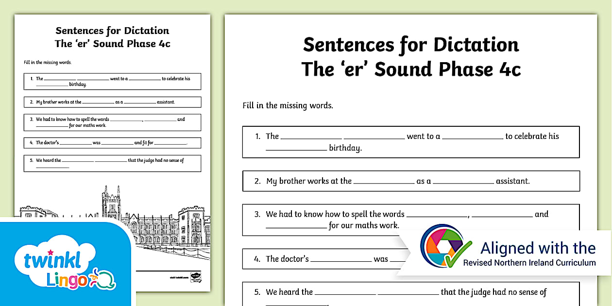 er Phonics Sentences Dictation Activity - Primary Resources