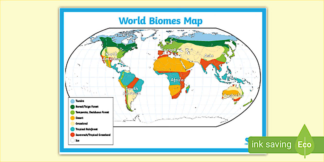 World Biomes Map - Primary Geography - KS2 Resources