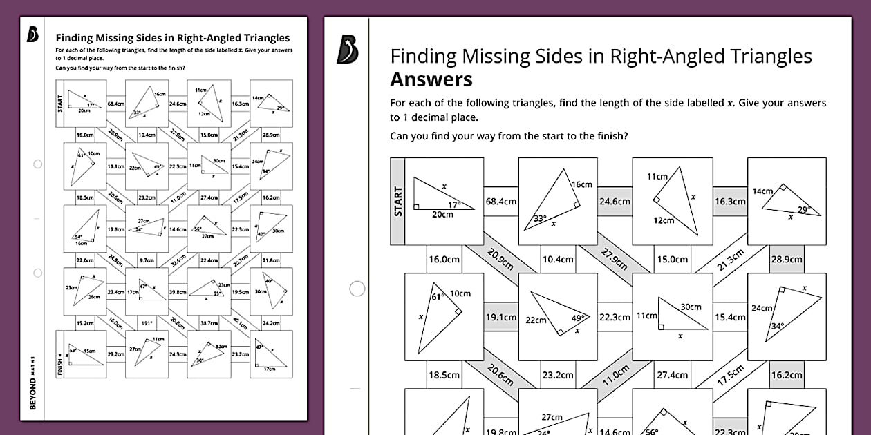 👉 Finding Sides in Right Angled Triangles Maze - Twinkl