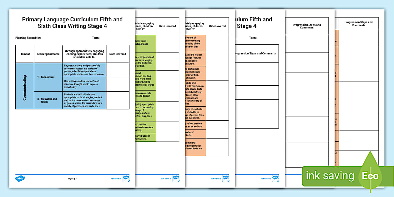Primary Language Curriculum Writing Planning & Assessment