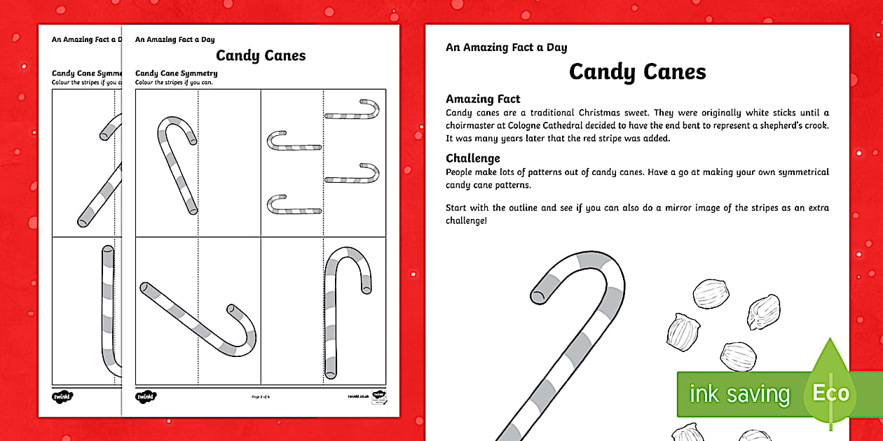 Candy Cane Symmetry | Christmas Maths Activity - Twinkl