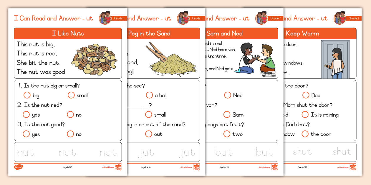 Gr 1 Phonics T1 - -ut sound - Comprehension (CAPS Aligned)