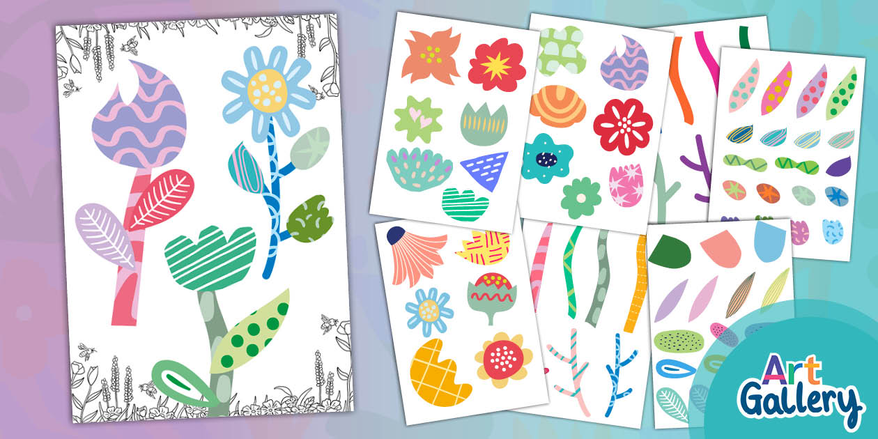 Design an Abstract Spring Flower Collage Activity Pack