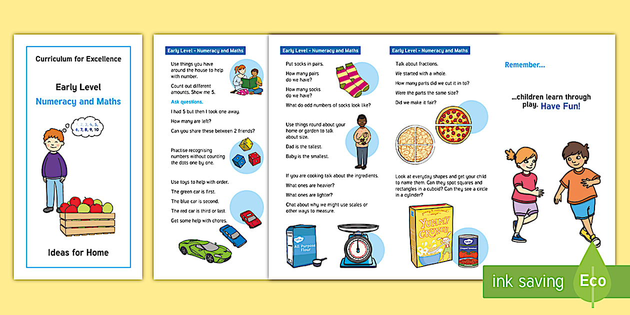 Early Level CfE Numeracy and Maths Information Leaflet Adult Guidance