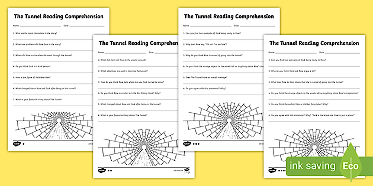 'The Tunnel' - Anthony Brown | Comprehension Worksheets