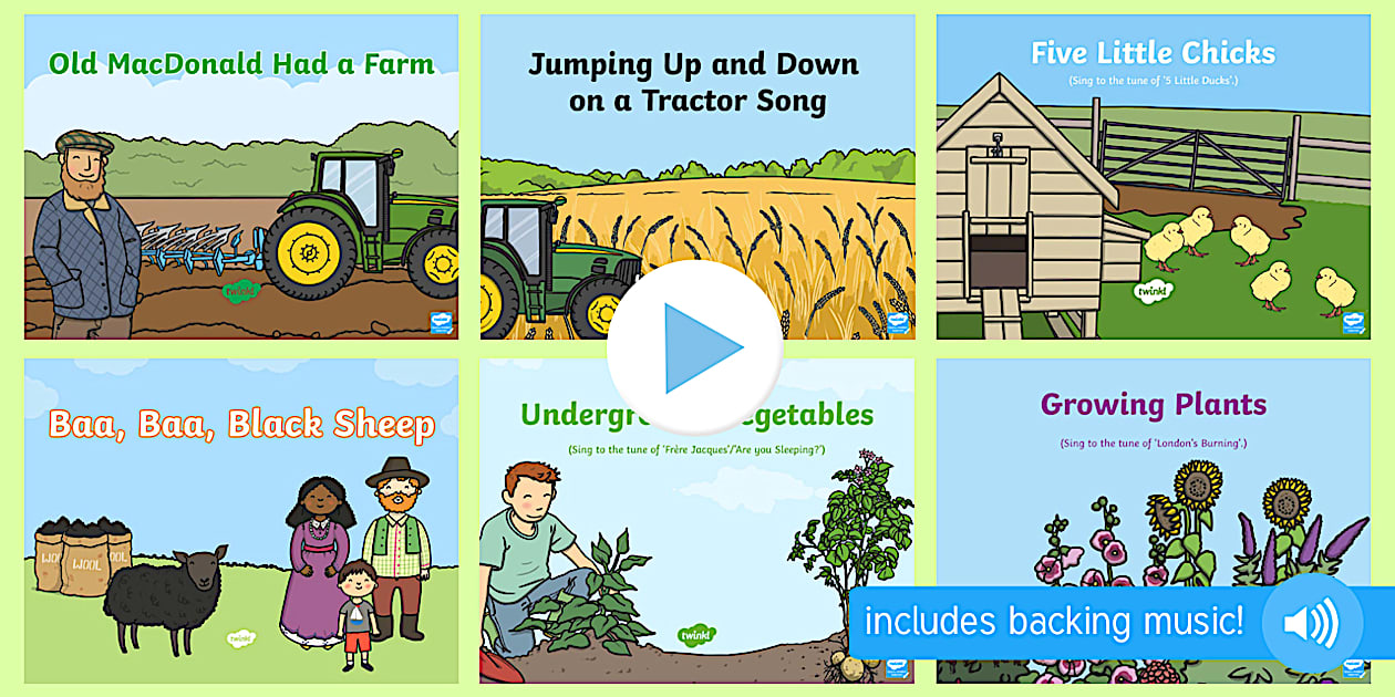 On the Farm Songs and Rhymes PowerPoints Pack (teacher made)