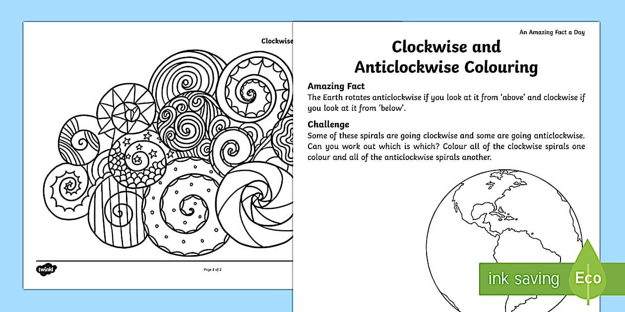 Editable Clockwise and Anticlockwise Mindfulness Colouring Worksheet