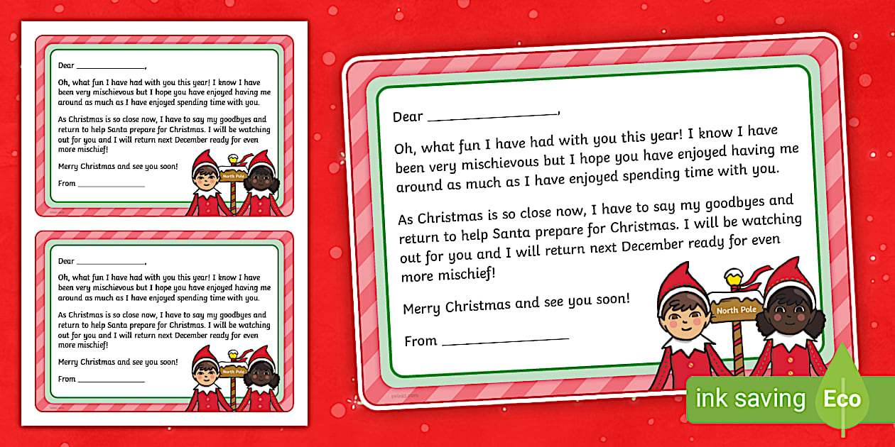 Christmas Elf Leaving Letter - Literacy - Twinkl