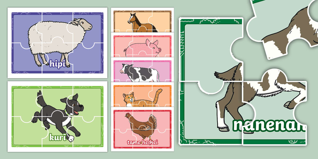Farm Animal Jigsaw Puzzles - Te Reo Māori