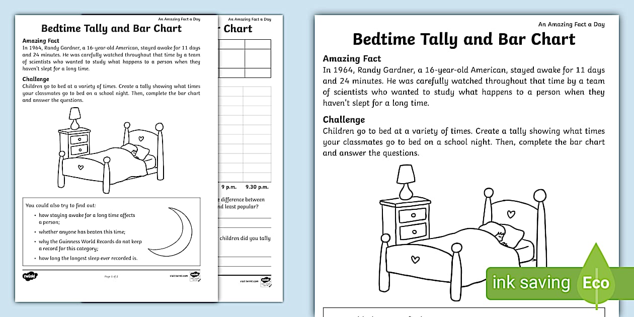 Sleep Tally and Bar Chart Worksheet / Worksheet - Twinkl
