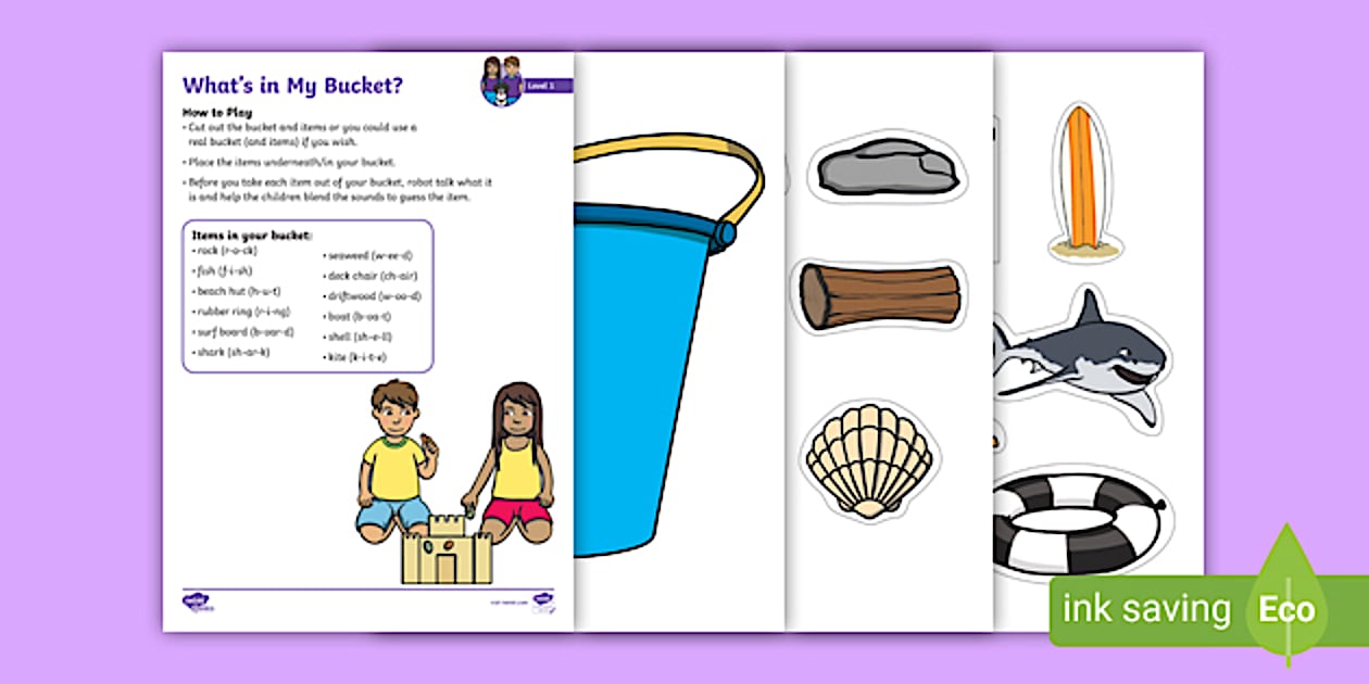 Summer Phonics Level 1 'What's In My Bucket?' Game - Twinkl