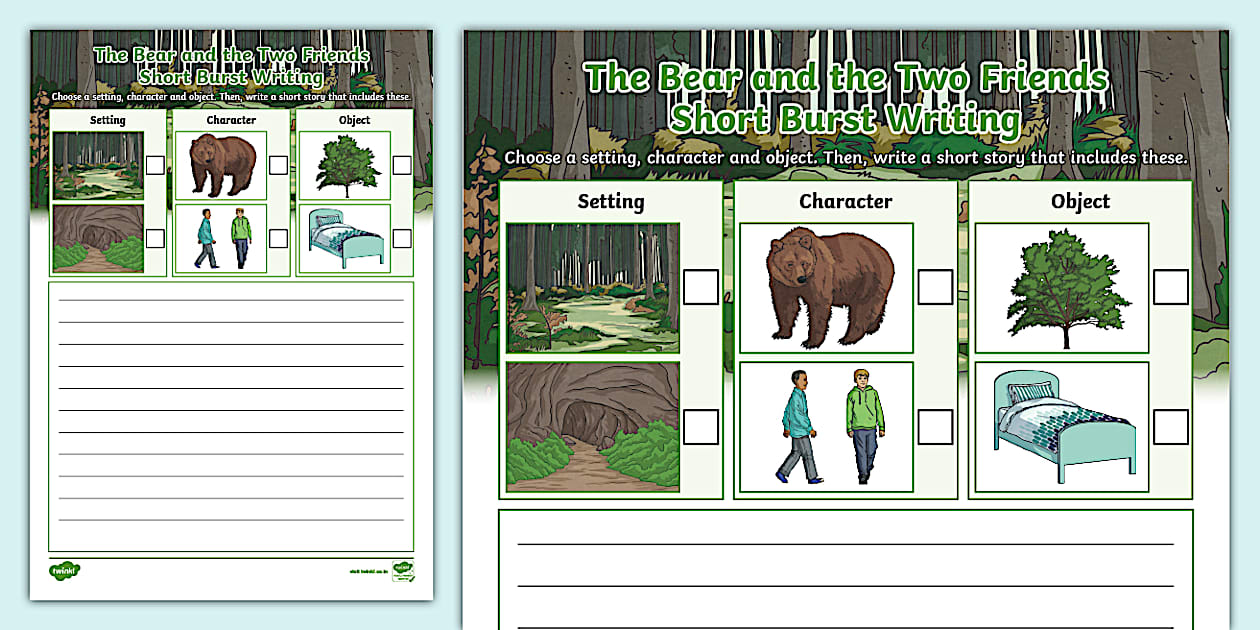 The Bear and the Two Friends Short Burst Writing Template