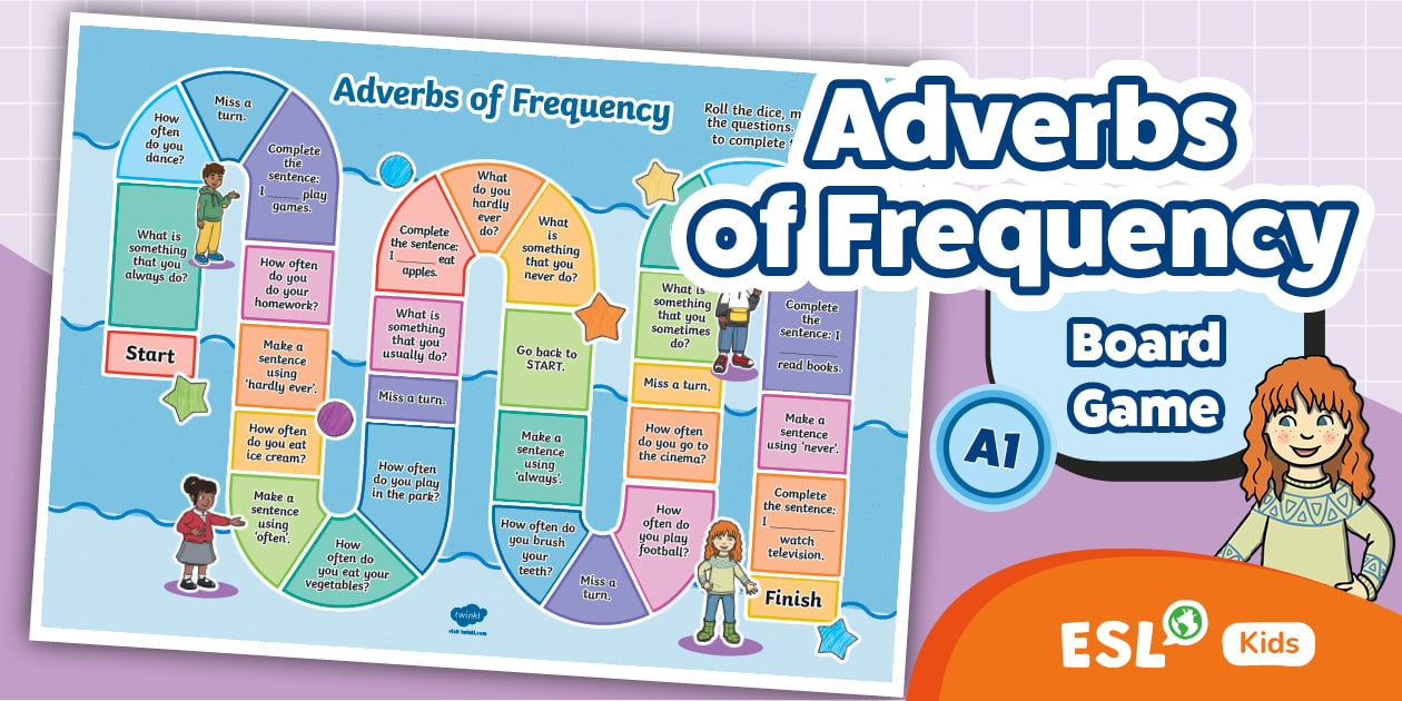 ESL Adverbs of Frequency Board Game for Kids
