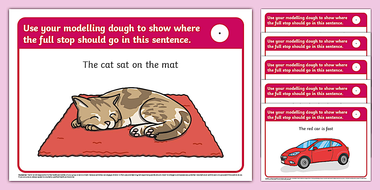 Let's Learn About Full Stops Modelling Dough Mats - Twinkl