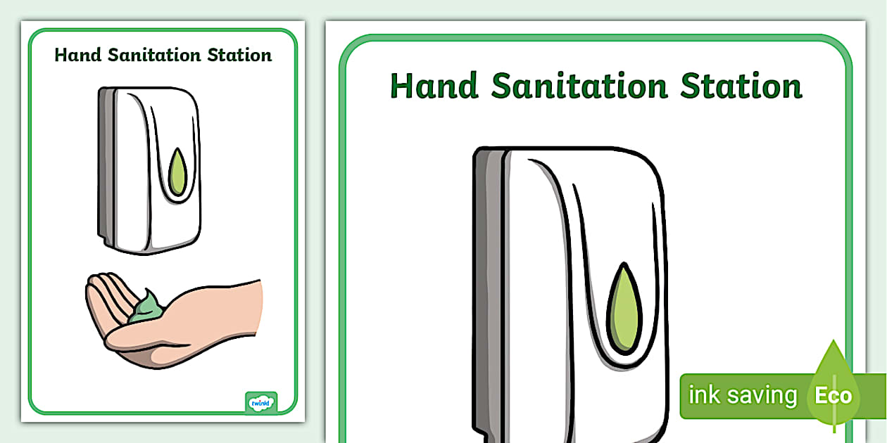 Hand Sanitation Station Poster (Teacher-Made) - Twinkl