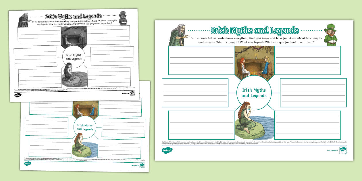 Irish Myths and Legends Mind Map Template - Twinkl