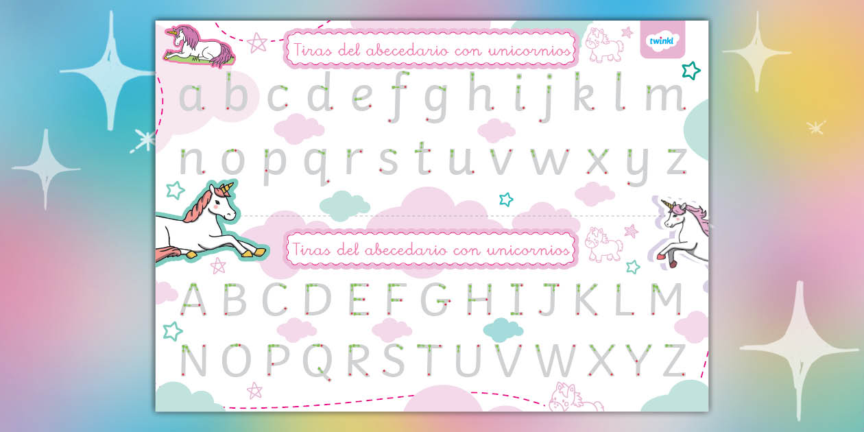 * NEW * Tiras del abecedario con temática de unicornios