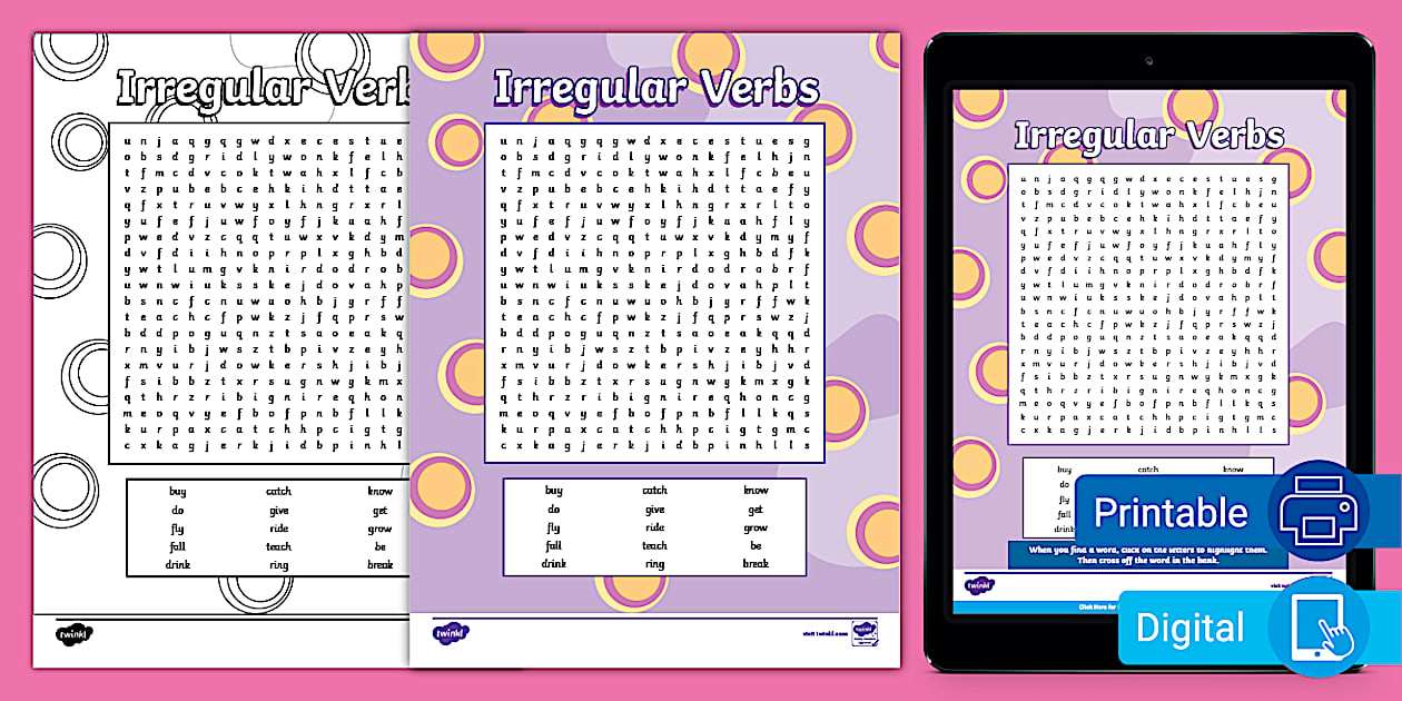 Irregular Verbs Word Search for 3rd-5th Grade - Twinkl