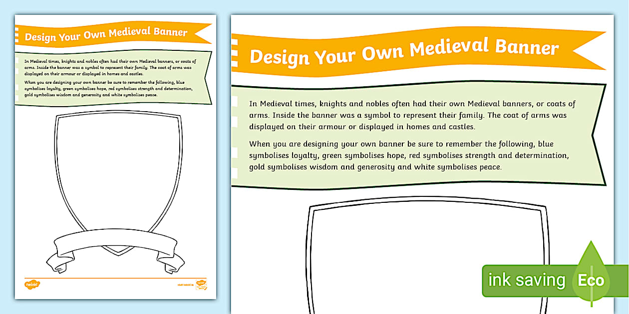 Design Your Own Medieval Banner Activity Sheet - Twinkl