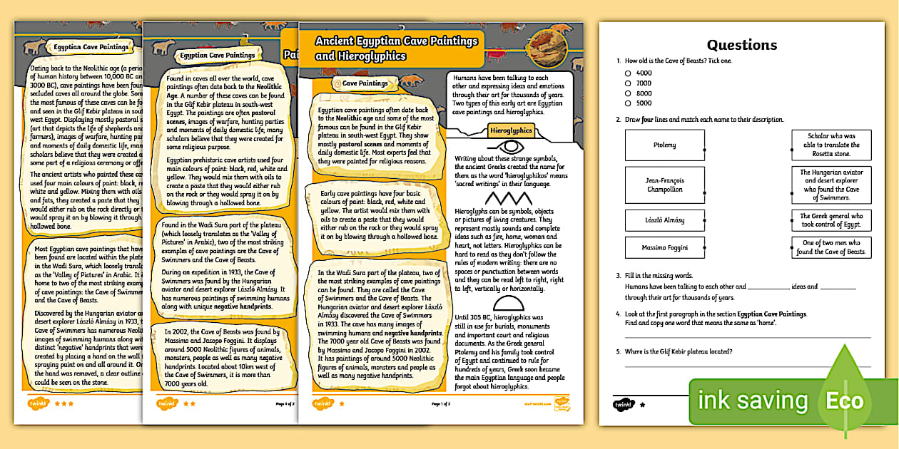 UKS2 Ancient Egyptian Paintings Cave Art and Hieroglyphics