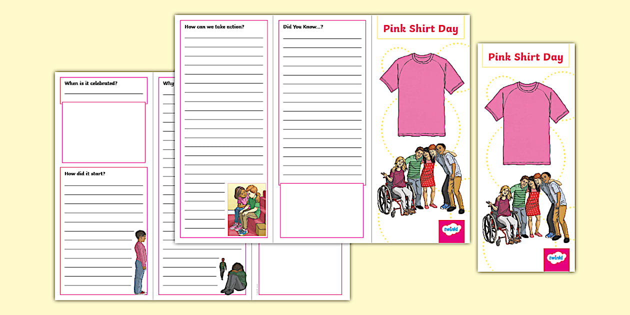 Pink Shirt Day Leaflet Template (Teacher-Made) - Twinkl