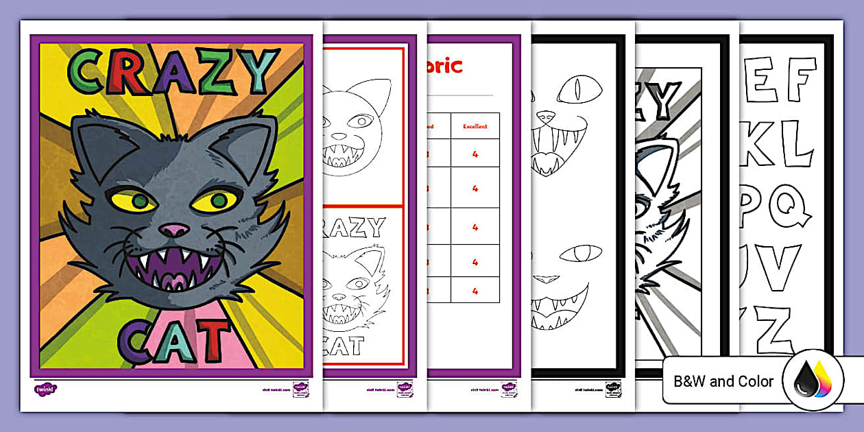 Crazy Cat! Halloween Art Project for 6th-8th Grade - Twinkl