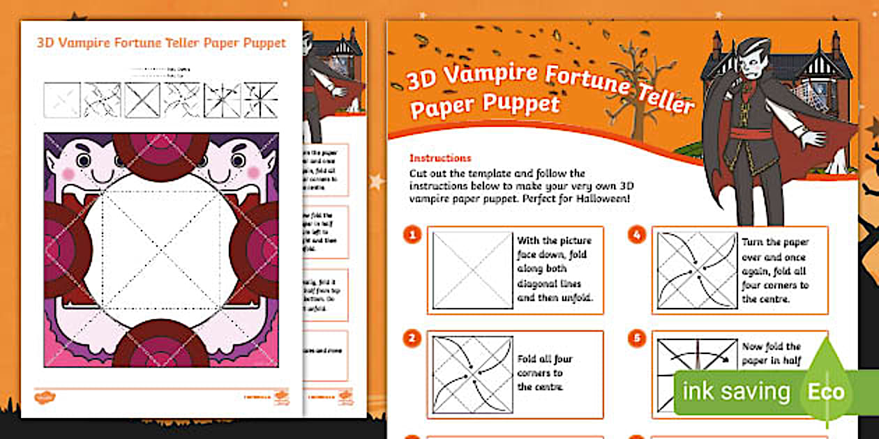 3D Vampire Fortune Teller Puppet Paper Craft (teacher made)