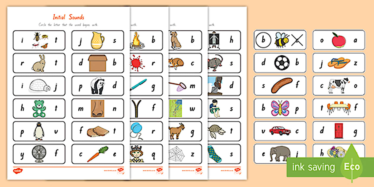 Initial Sounds Worksheet (Teacher-Made) - Twinkl