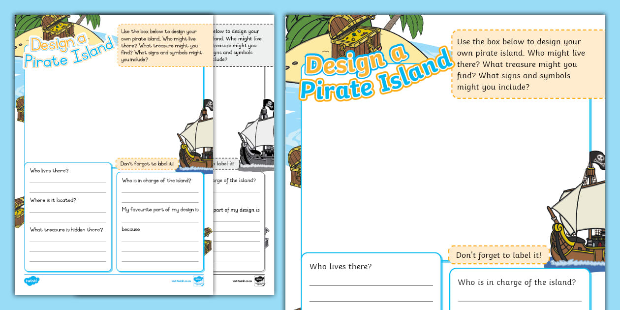 Design a Pirate Island Worksheet - Twinkl