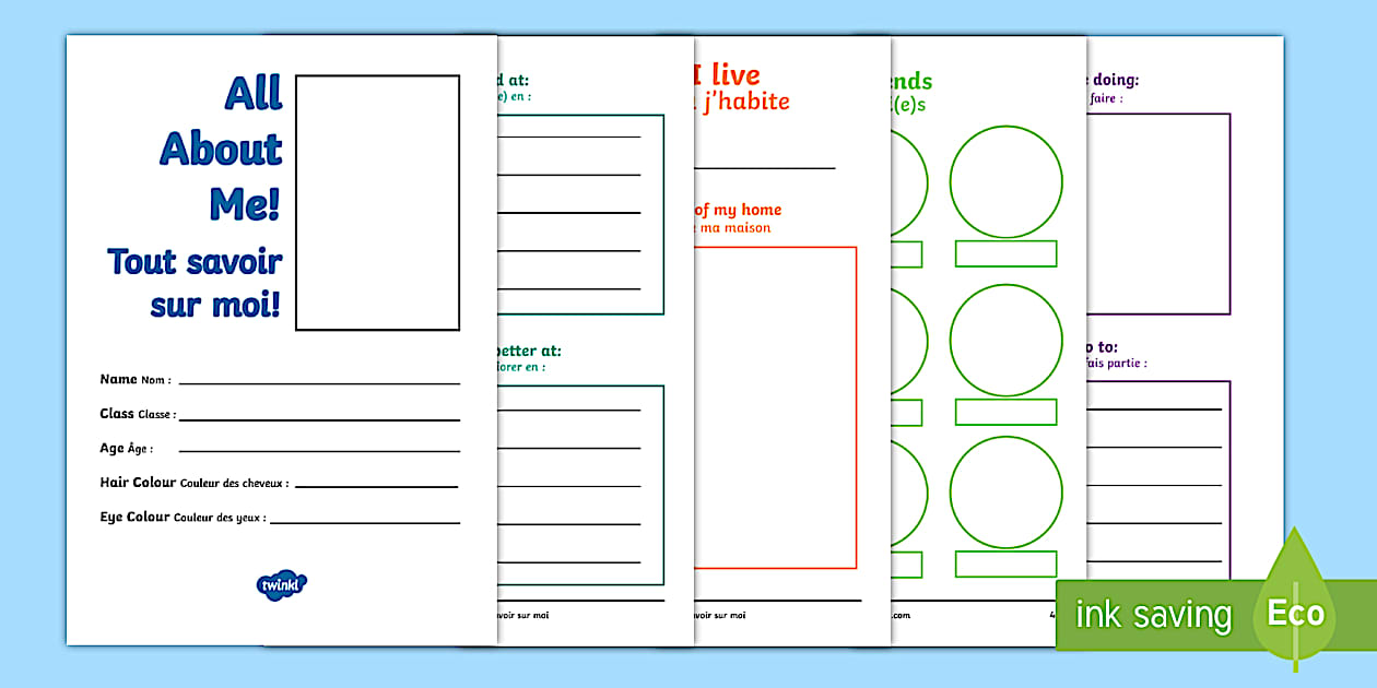All about me Activity Booklet English/French (teacher made)