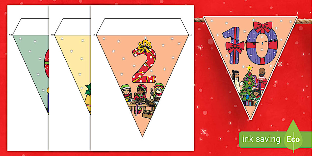 Christmas Number Bunting (teacher made) - Twinkl