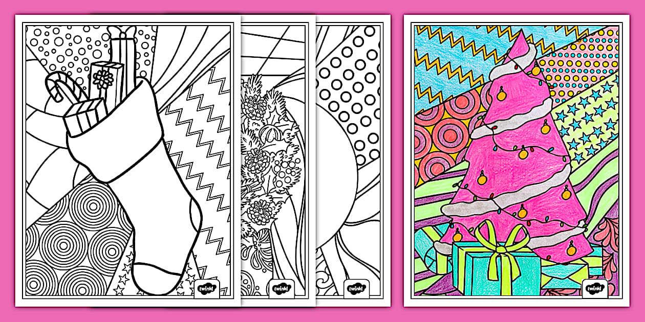 Christmas Pop Art Coloring Pages | Resource | Twinkl USA