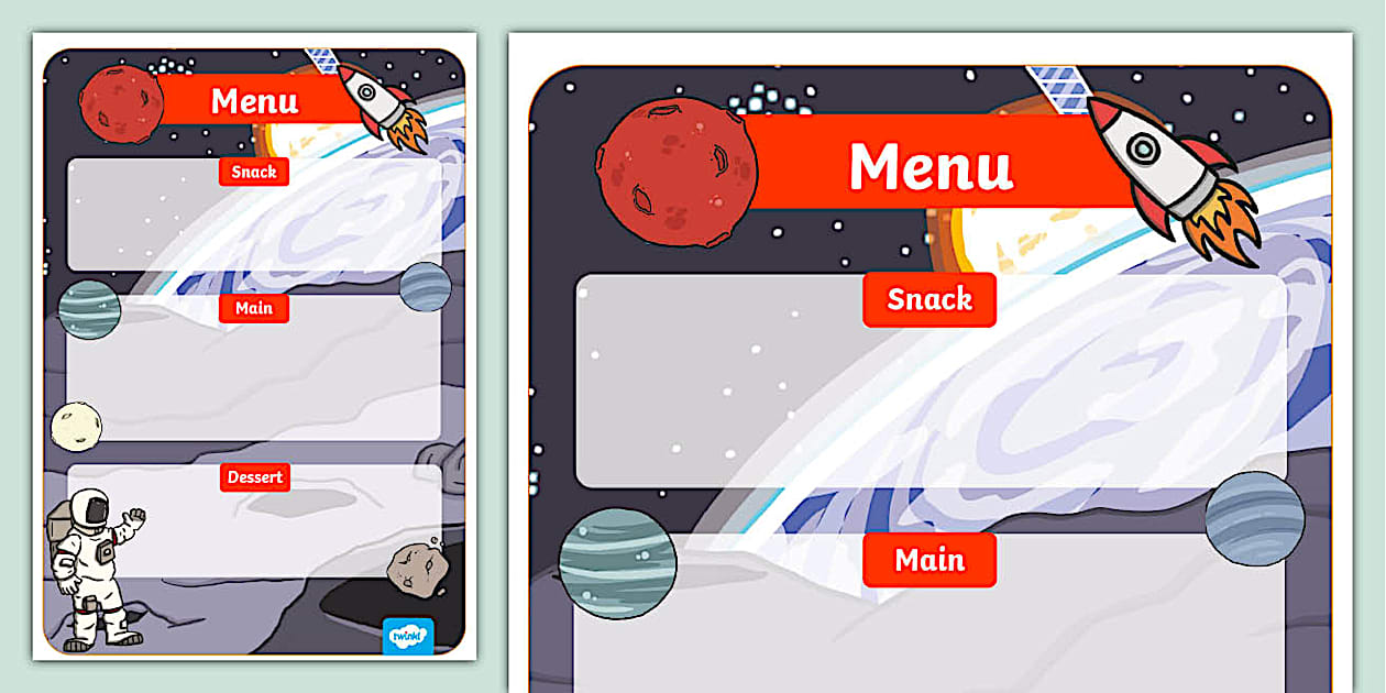 Editable Space-Themed Menu (teacher made) - Twinkl