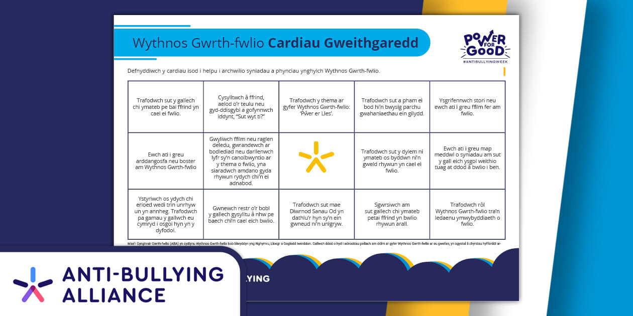 Cardiau Gweithgaredd Wythnos Gwrth-fwlio