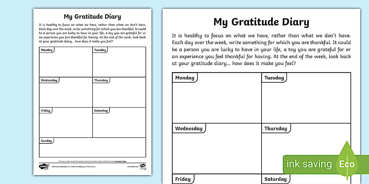 My Gratitude Diary | Printable Gratitude Journal Template