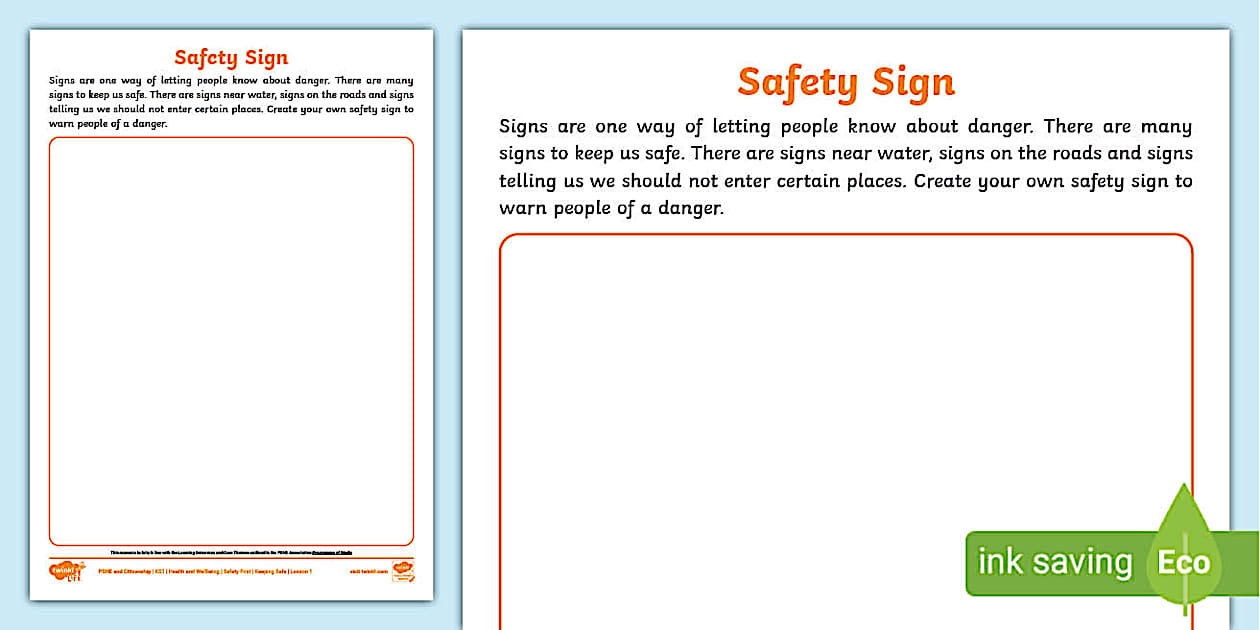 Design a Safety Sign Activity Sheet (teacher made) - Twinkl